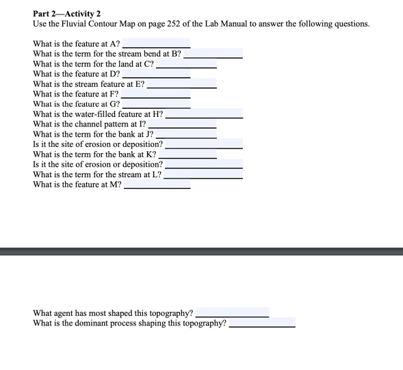 Solved Fluvial Block EN U Fluvial Contour Map M contour | Chegg.com