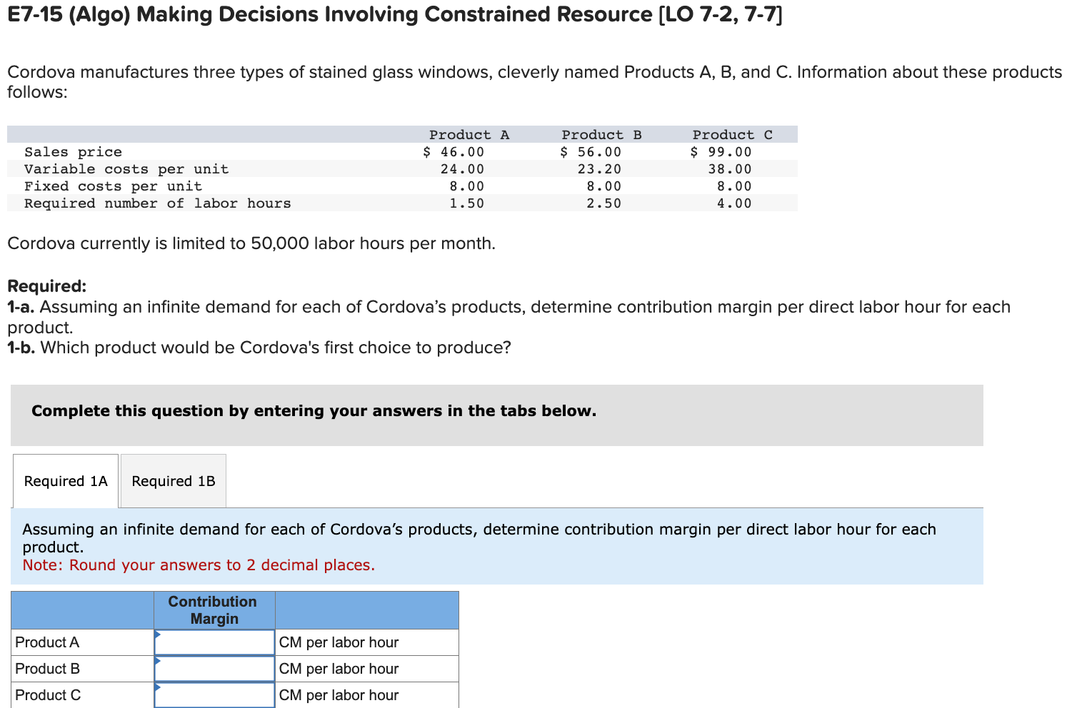 Solved E7-15 (Algo) Making Decisions Involving Constrained | Chegg.com