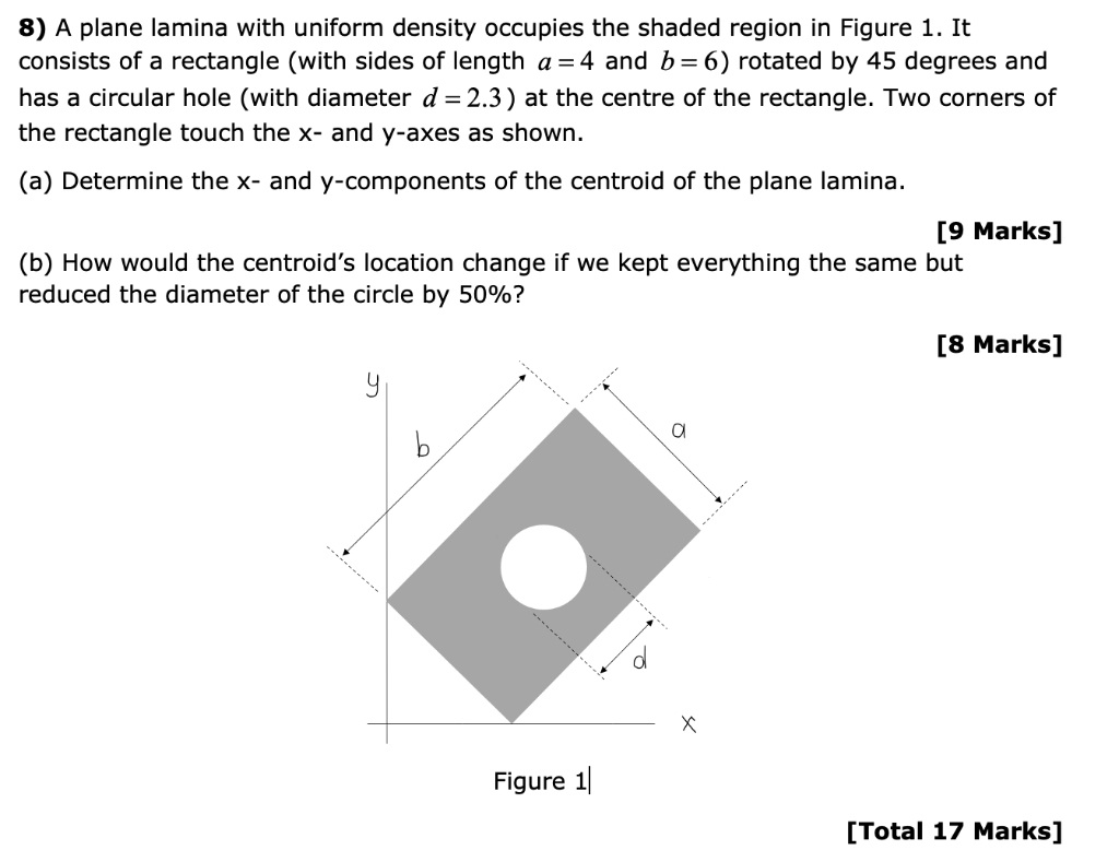 Solved 8) A plane lamina with uniform density occupies the | Chegg.com