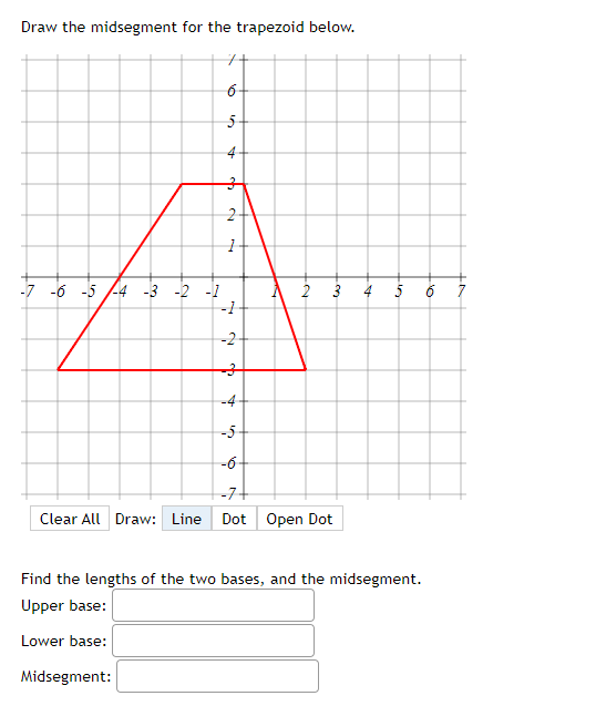 Solved Draw the midsegment for the trapezoid below. | Chegg.com
