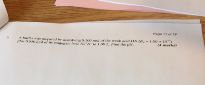 Solved A buffer was prepared by dissolving 0 100 mol of the | Chegg.com