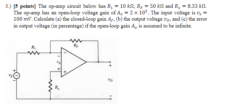Solved [5 points] The op-amp circuit below has | Chegg.com