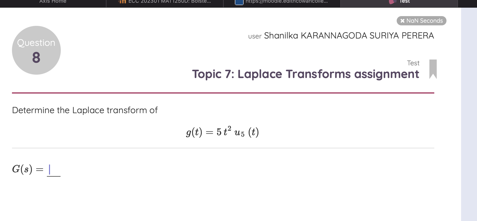 Solved Test Topic 7: Laplace Transforms assignment Determine | Chegg.com