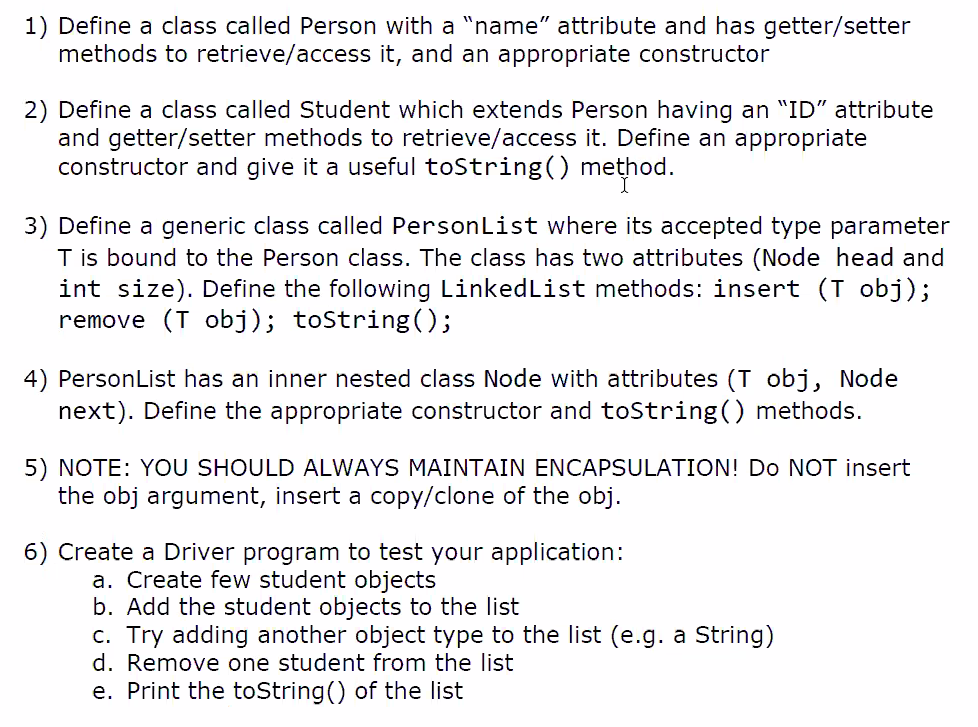 Solved 1) Define a class called Person with a "name" | Chegg.com