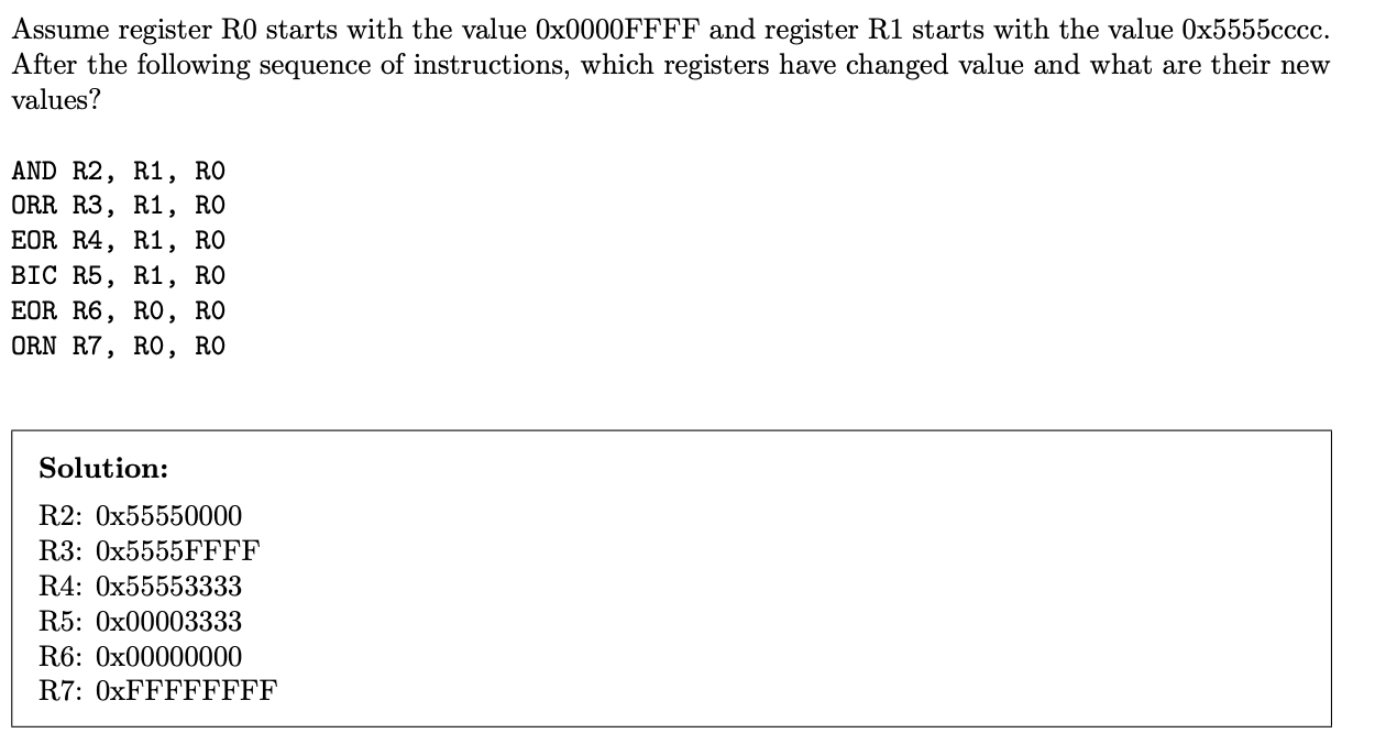 Solved Assume register R0 starts with the value 0×0000FFFF | Chegg.com
