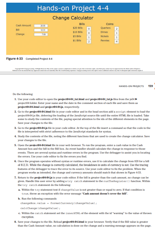 Solved HANDS=ON PROJECTS Do the following: 1. Use your code | Chegg.com