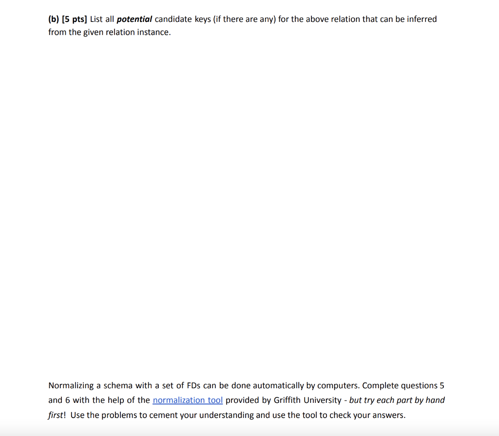 Solved 4. [15 pts] Consider the following relation: (a) [10 | Chegg.com