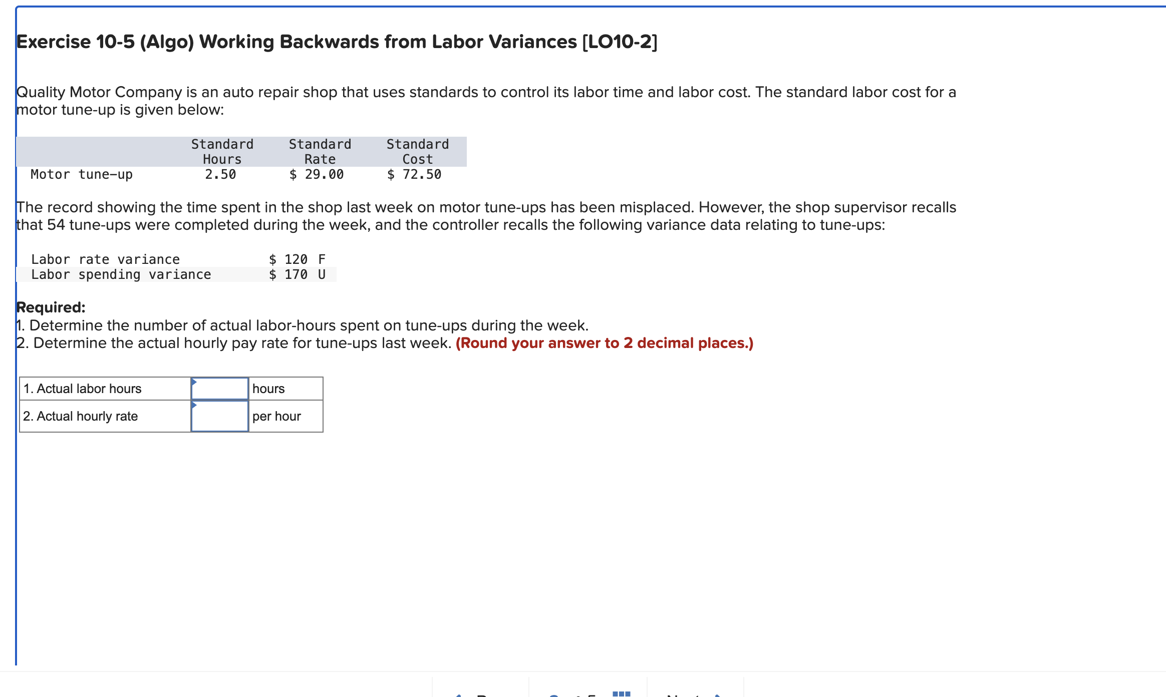 Solved Exercise 10-5 (Algo) ﻿Working Backwards from Labor | Chegg.com