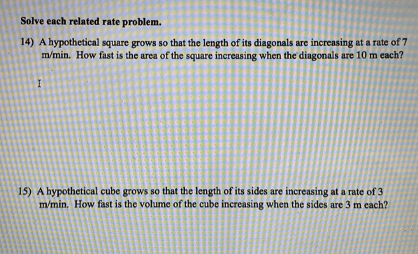 Solved Solve each related rate problem. 14) A hypothetical | Chegg.com