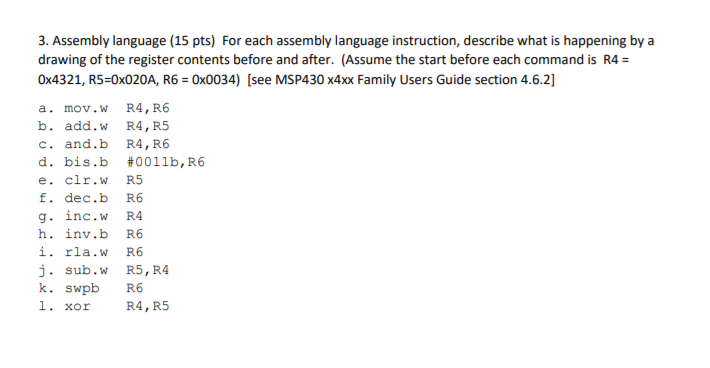 Solved 3. Assembly language (15 pts) For each assembly | Chegg.com