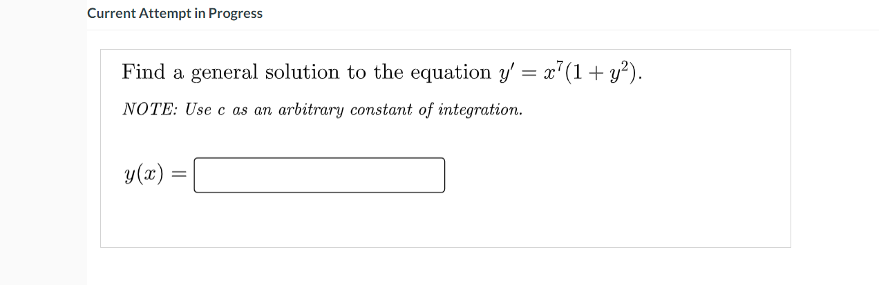 Solved Current Attempt in Progress Find a general solution | Chegg.com