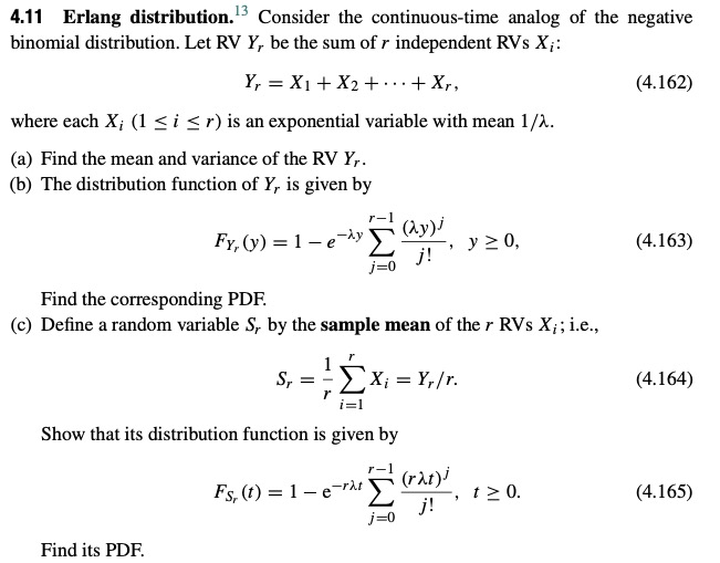 Solved 4 11 Erlang Distribution Consider The