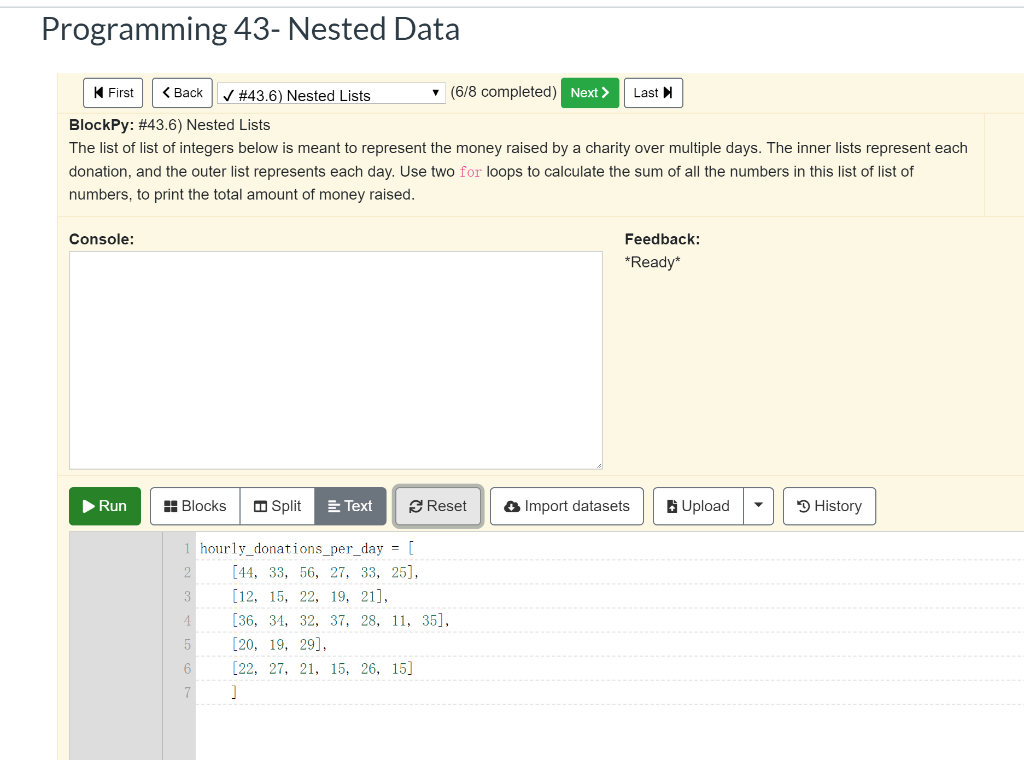 Solved Programming 43- Nested Data First