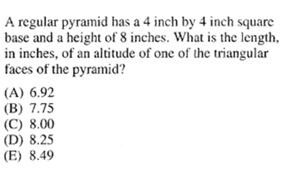 Solved A regular pyramid has a 4 inch by 4 inch square base | Chegg.com