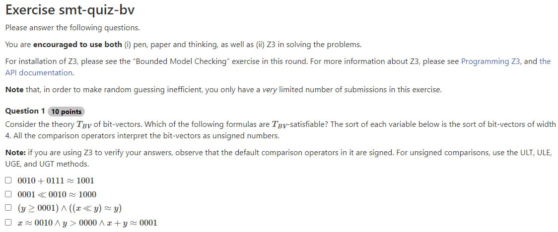 Exercise smt-quiz-bv Please answer the following | Chegg.com