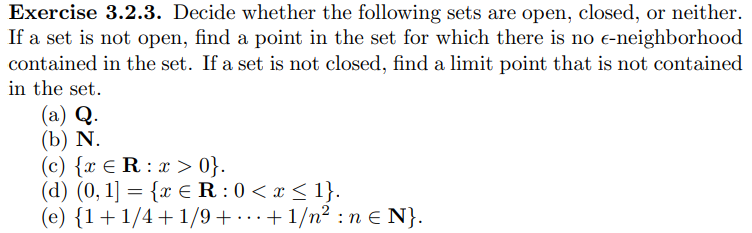 Solved Exercise 3.2.3. Decide whether the following sets are | Chegg.com