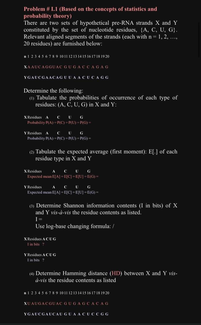 Solved Problem \# I.1 (Based on the concepts of statistics | Chegg.com