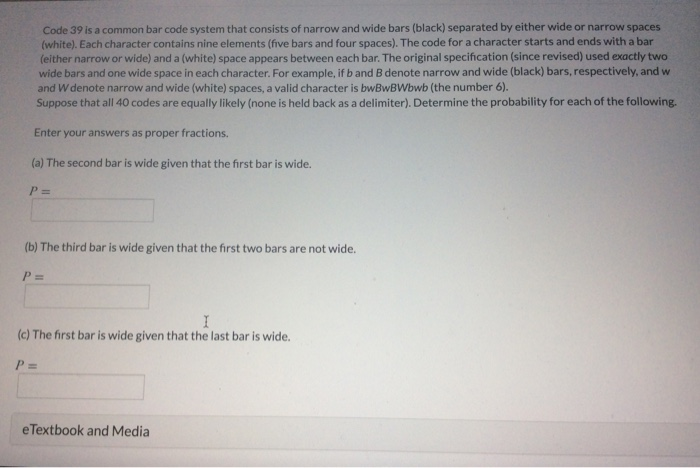 Solved Code 39 is a common bar code system that consists of | Chegg.com