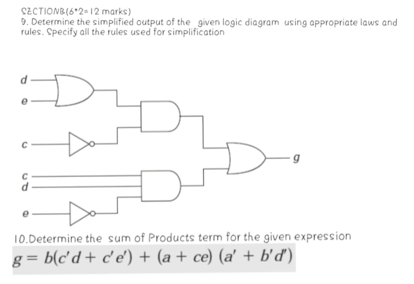 Solved SECTIONB(6*2= 12 marks) 9. Determine the simplified | Chegg.com