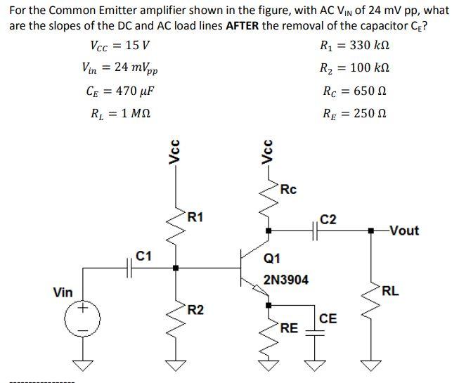 Solved For the Common Emitter amplifier shown in the figure, | Chegg.com