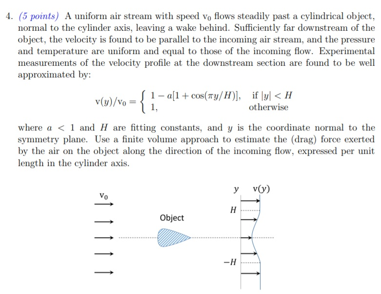 Solved 4. (5 points) A uniform air stream with speed vo | Chegg.com