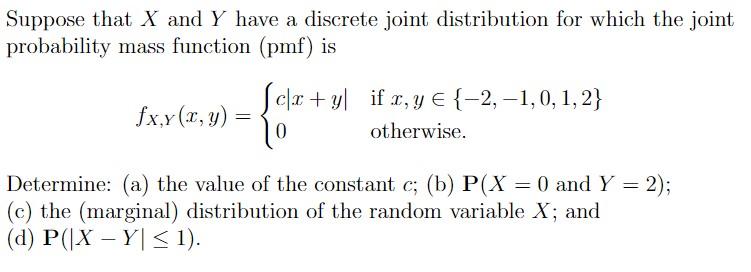 Solved Suppose that X and Y have a discrete joint | Chegg.com