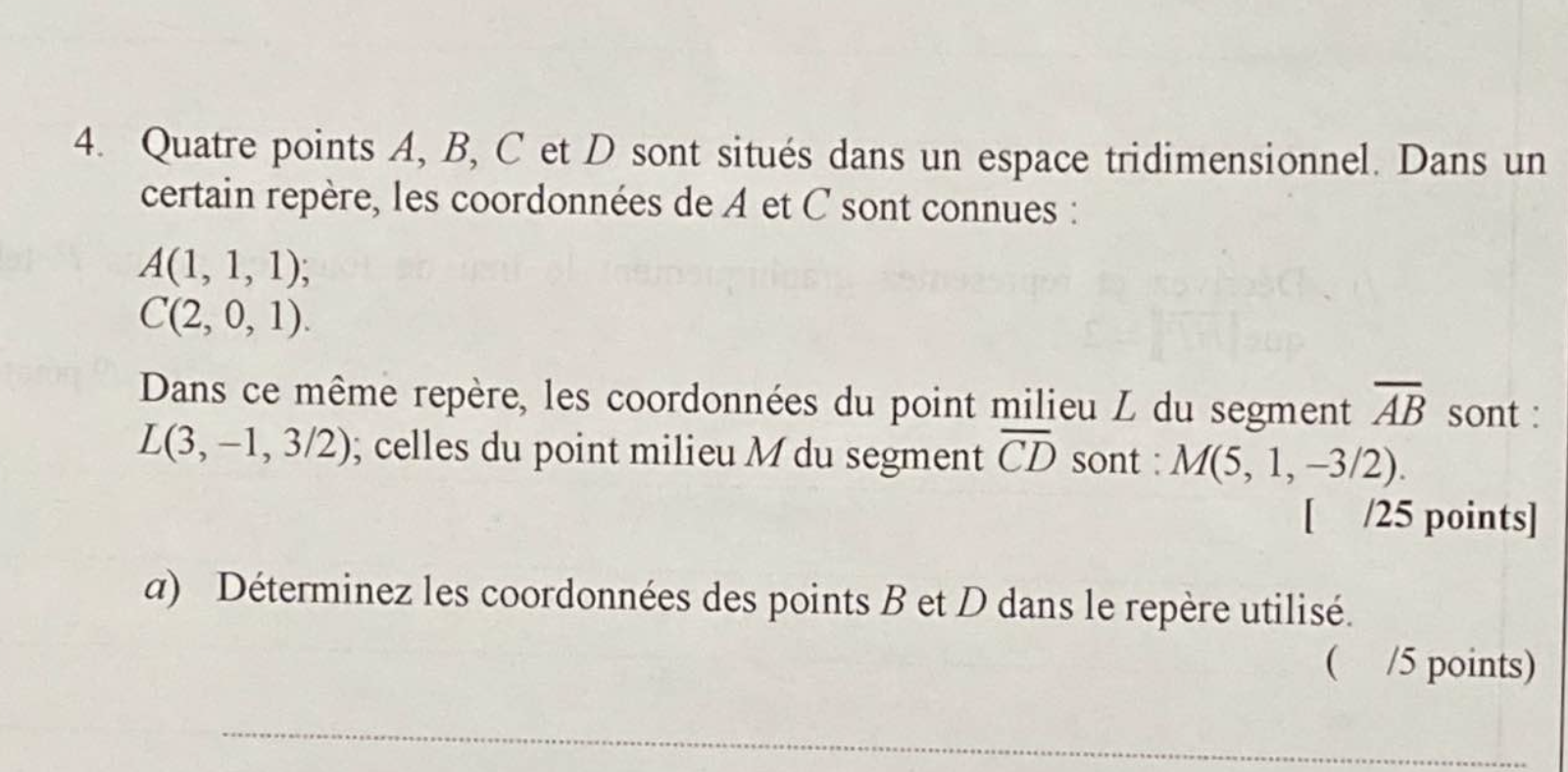 Solved 4. Quatre points A, B, C et D sont situés dans un | Chegg.com