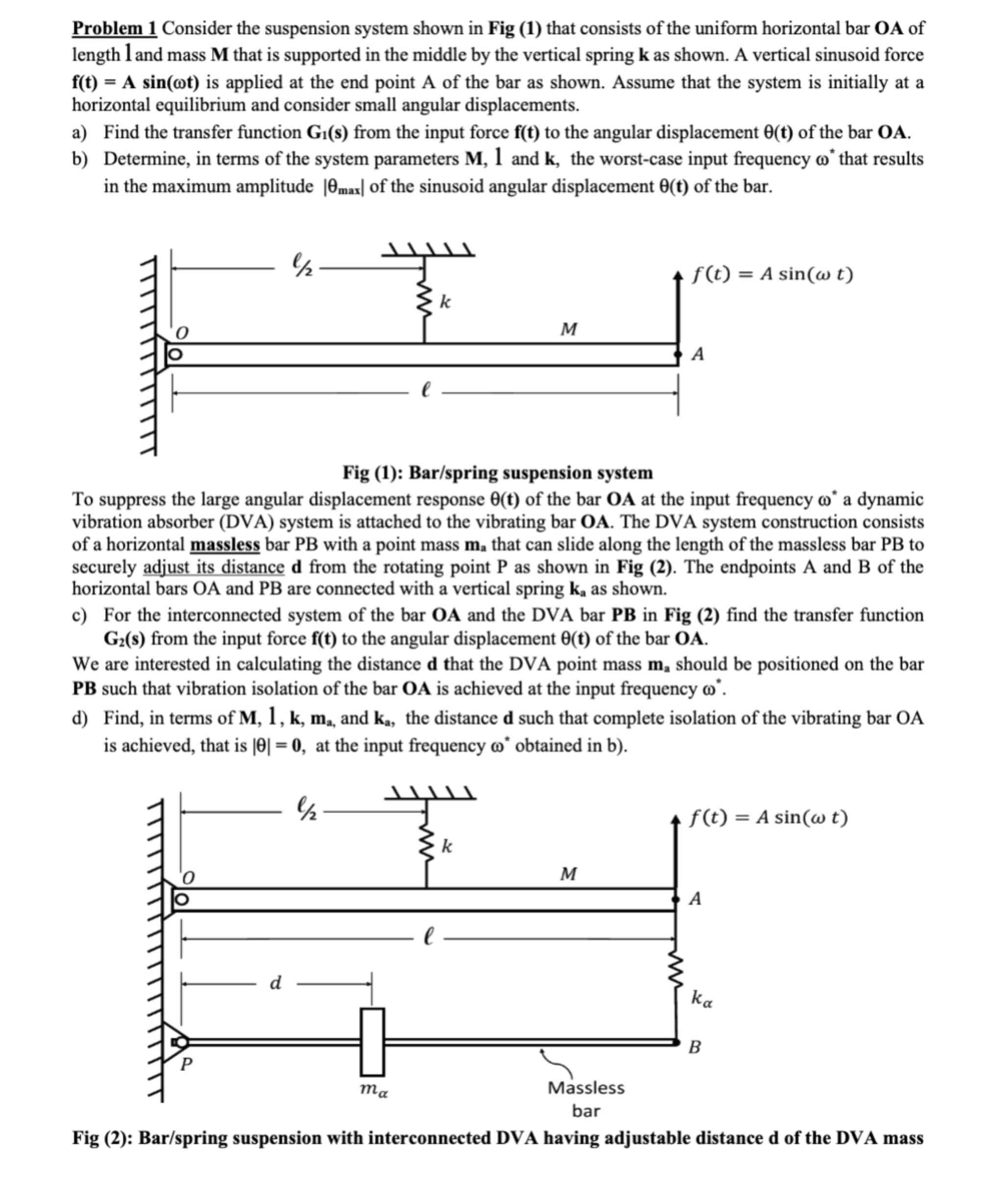 Solved Problem 1 ﻿Consider the suspension system shown in | Chegg.com