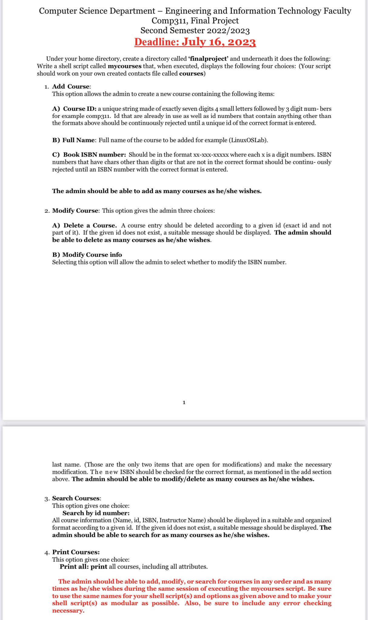 Solved Computer Science Department - Engineering and | Chegg.com