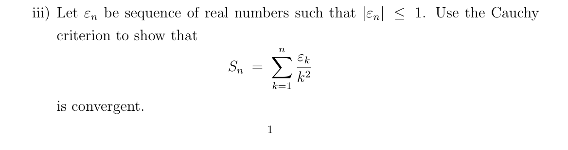 Solved iii) Let en be sequence of real numbers such that | Chegg.com