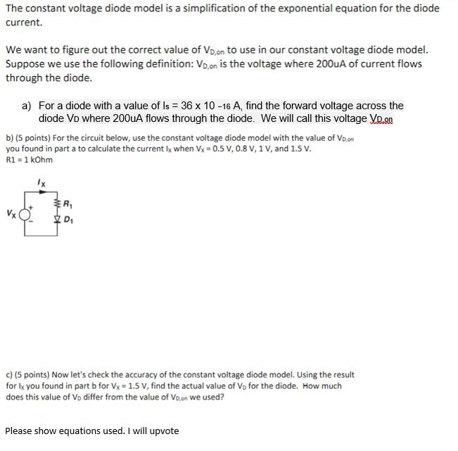 Solved The constant voltage diode model is a simplification | Chegg.com