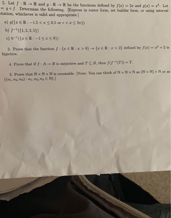 Solved 2. Let f : R gof. Determine the following. [Express | Chegg.com