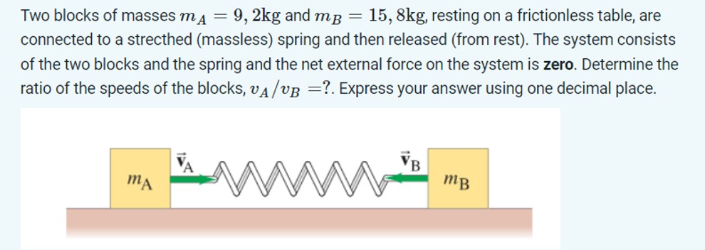 Solved Two blocks of masses mA=9,2kg ﻿and mB=15,8kg, | Chegg.com