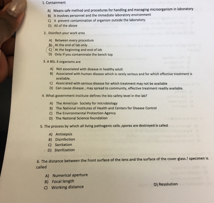 Solved 1. Containment A) Means safe method and procedures | Chegg.com