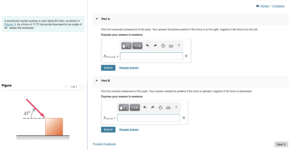 Solved A warehouse worker pushes a crate along the floor, as | Chegg.com