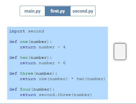 Solved main.py first.py second.py import first def one | Chegg.com