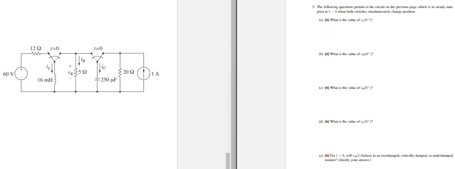 Solved 5. The following questions pertain to the circuit on | Chegg.com