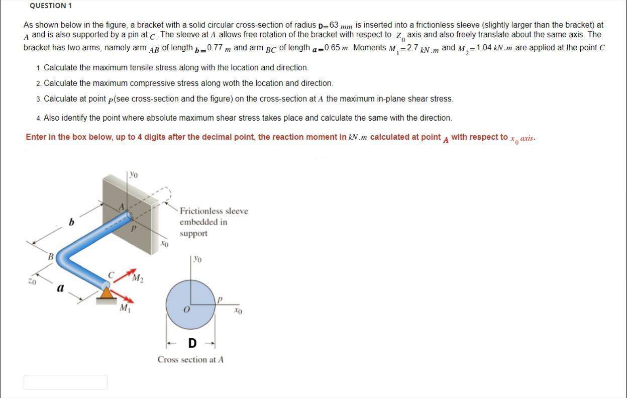 Solved QUESTION 1 As shown below in the figure, a bracket | Chegg.com