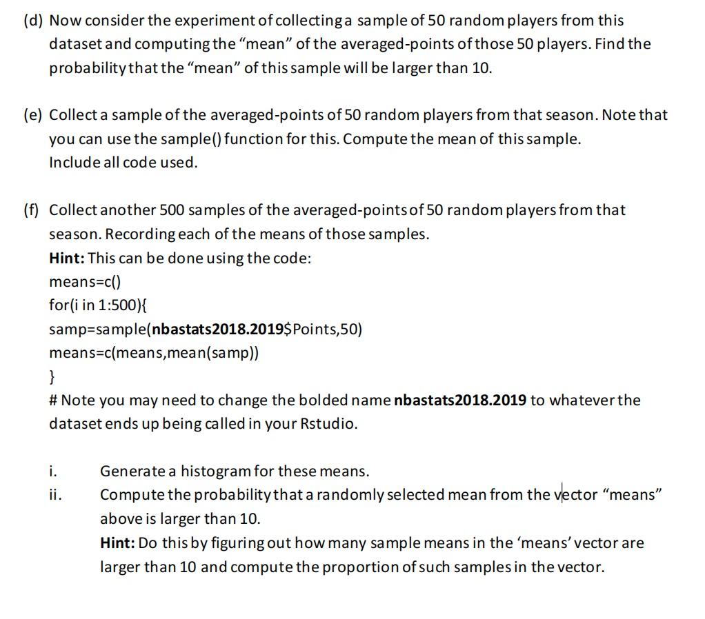 Solved need answer for d and f, please provide the r studio | Chegg.com