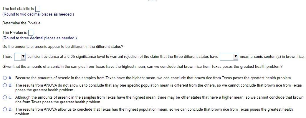 Solved The accompanying table gives amounts of arsenic in | Chegg.com