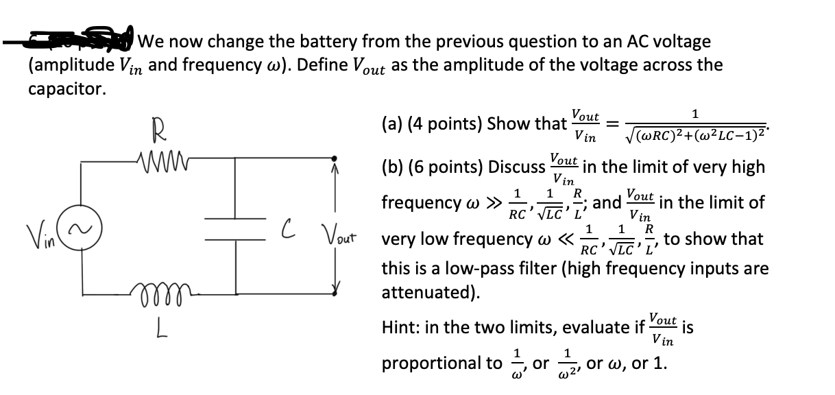 Solved Vout 1 Vout 1 We now change the battery from the | Chegg.com