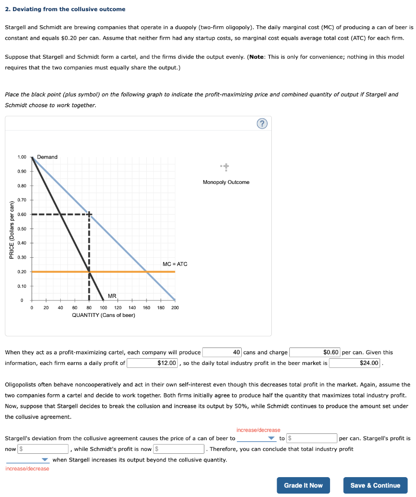 Solved 2. Deviating from the collusive outcome Stargell and | Chegg.com