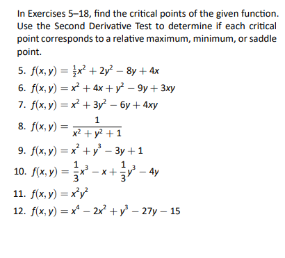 Solved In Exercises 5-18, find the critical points of the | Chegg.com