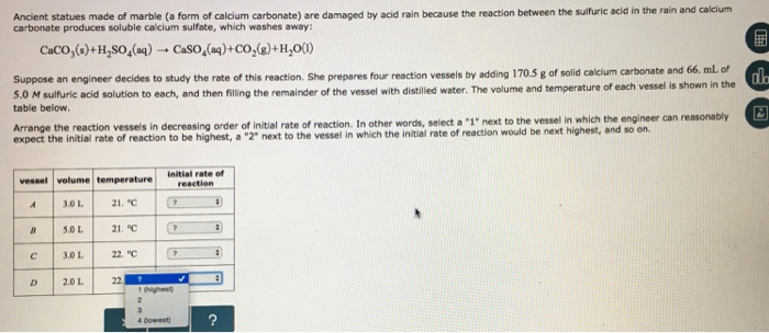 Solved Ancient statues made of marble (a form of calcium | Chegg.com