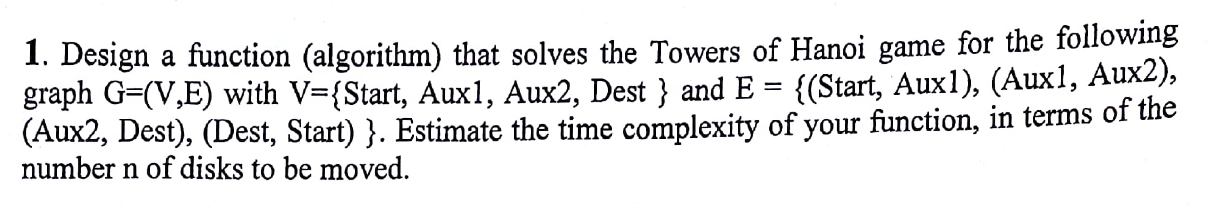 Solved 1. Design a function (algorithm) that solves the | Chegg.com