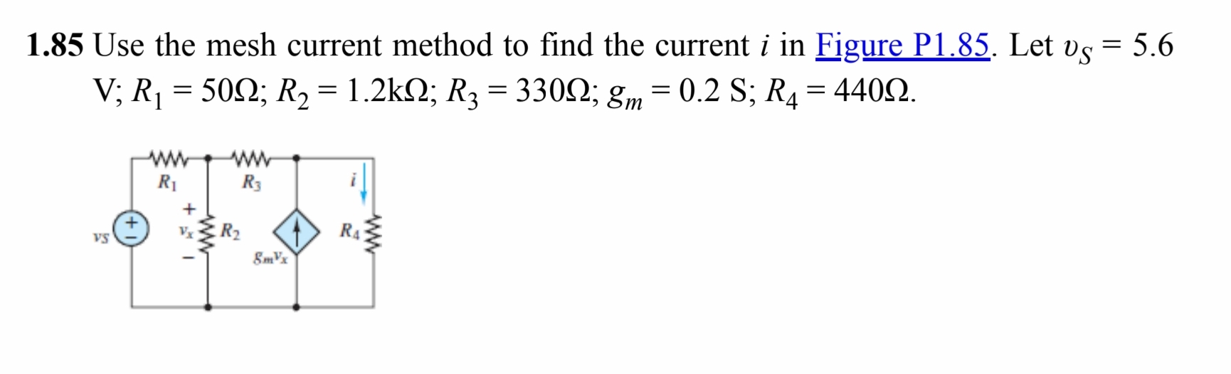 Solved 1.85 Use the mesh current method to find the current | Chegg.com