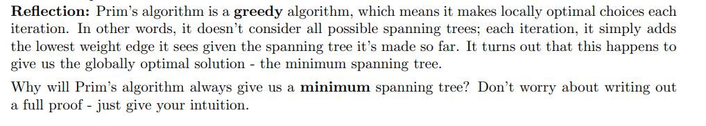 Solved Run Prim's Algorithm on the below graph. 1. Start at | Chegg.com