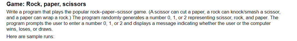 Solved Game: Rock, paper, scissors Write a program that | Chegg.com