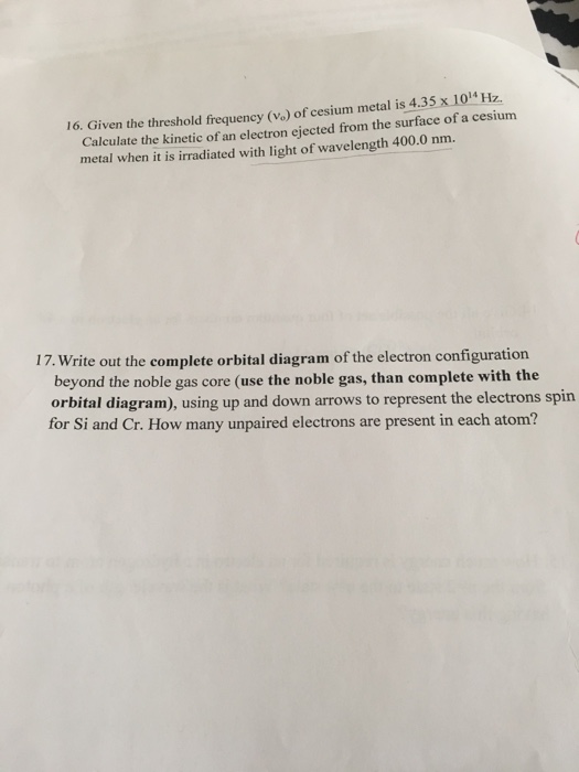 Solved Given the threshold frequency (v_o) of cesium metal | Chegg.com