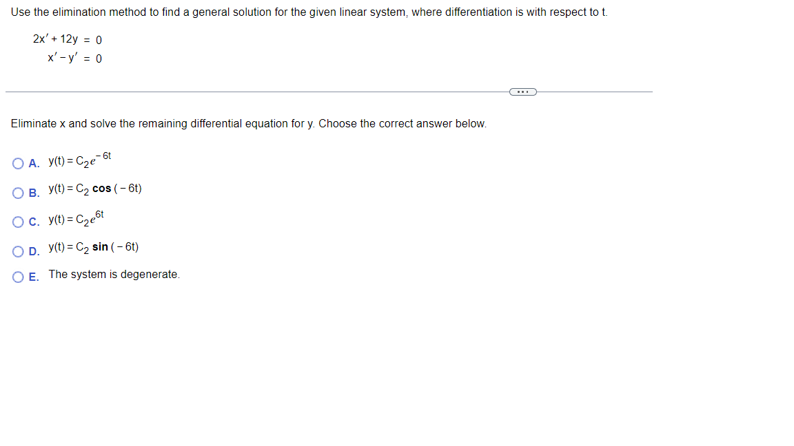 Solved 2x′+12yx′−y′=0=0 Eliminate x and solve the remaining | Chegg.com